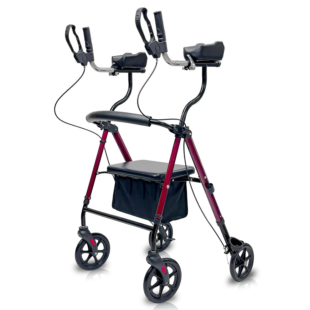 Altus Upright Rolling Walker Mobility Aid Rollator with Seat Padded