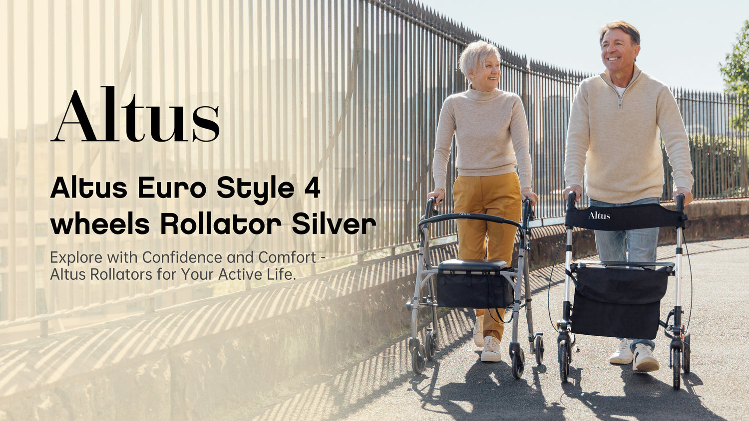 Altus Rolling Mobility Aid Rollator with Seat Armrest Backrest Silver ...
