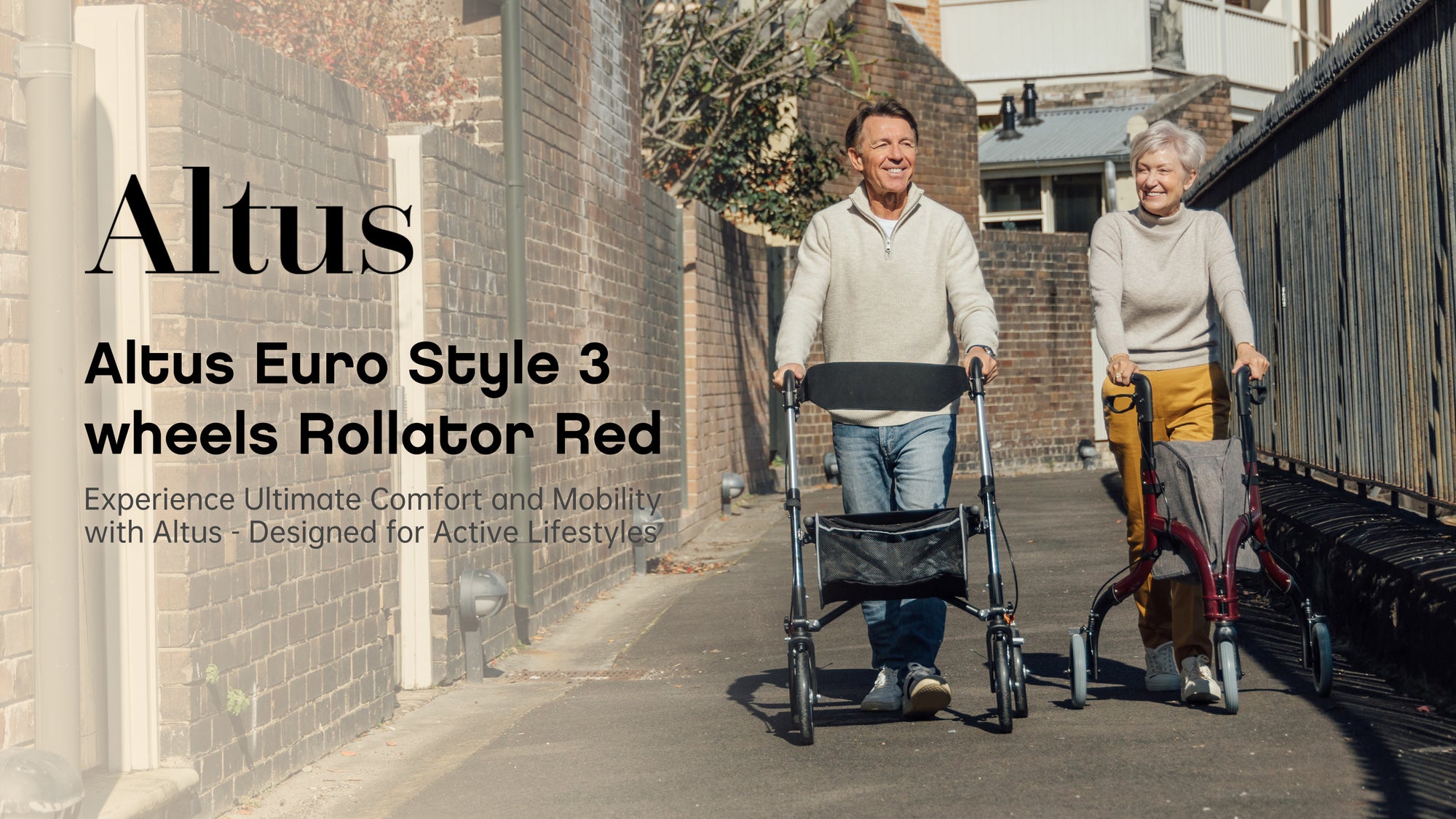 Altus Premium Lightweight Aluminium 3-Wheel Walker with Bag Red – myaltus