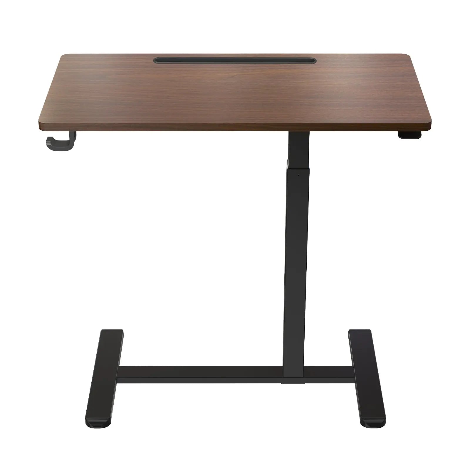 Altus Mobile Standing Desk with Wheels Pneumatic Over Bed Table Walnut