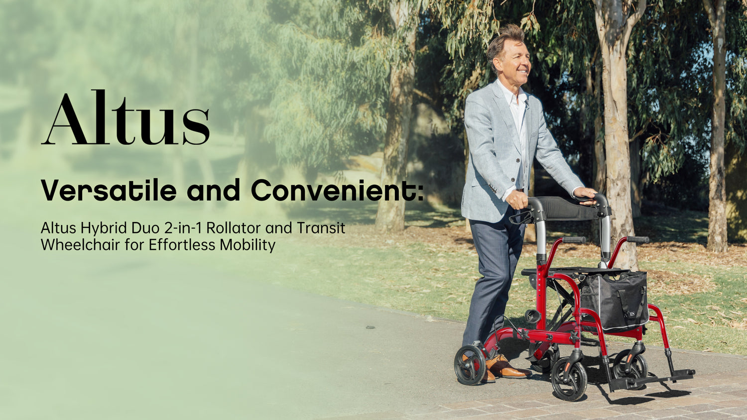 Altus 2-in-1 Mobility Rollator and Transit Wheelchair Combo with Seat ...