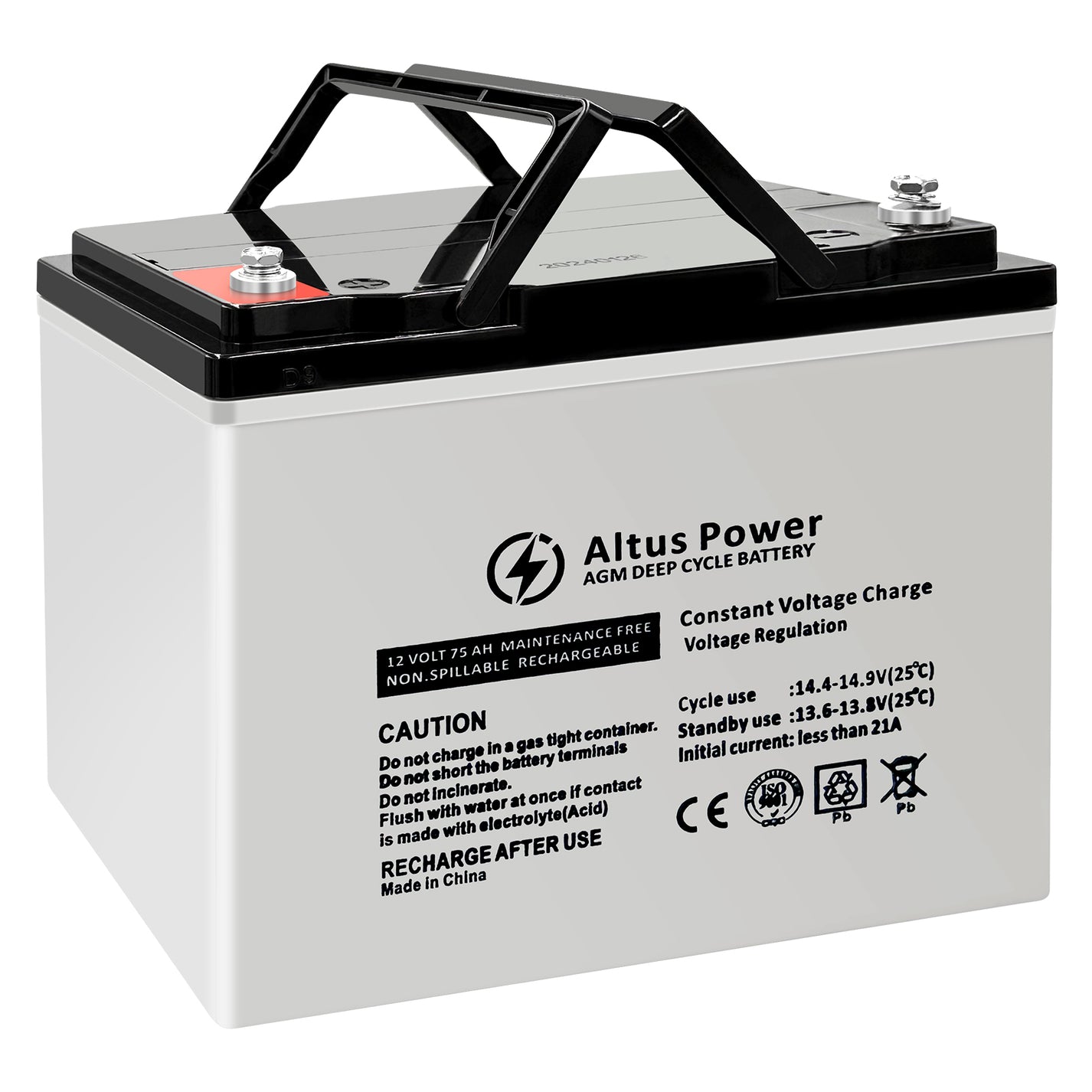 Altus 12V 75AH AGM Deep Cycle Sealed Lead Acid Battery